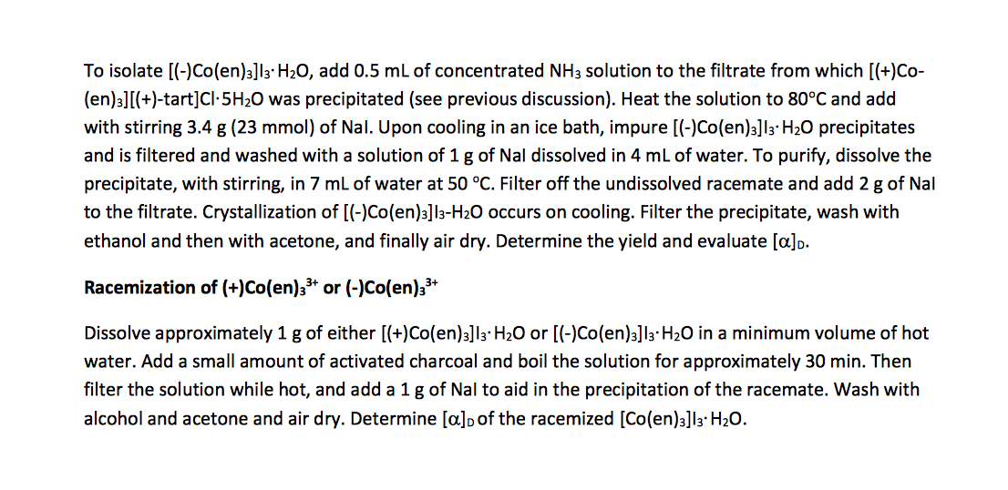Solved Experimental Preparation of the resolving agent, | Chegg.com