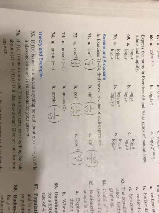 Solved 68. a. 25log) b. log (e') log4(2e' sin r) c. a. | Chegg.com