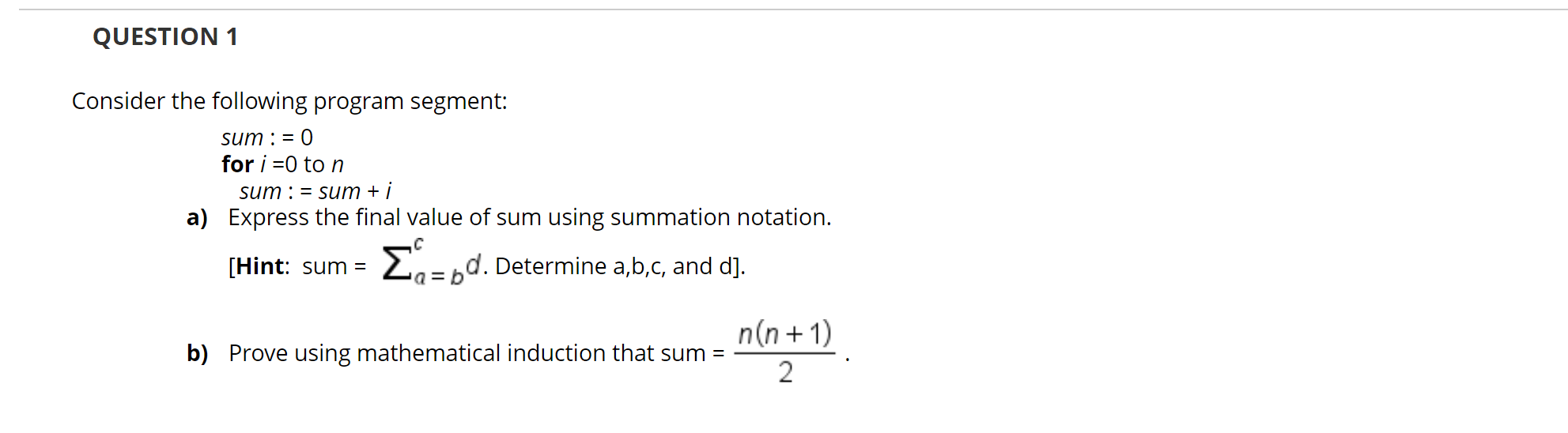 Solved QUESTION 1 Consider the following program segment: | Chegg.com
