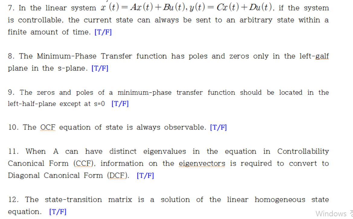 Solved 7. In the linear system | Chegg.com