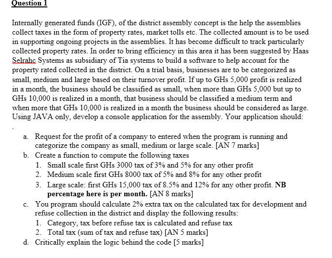 Solved Question 1 Internally generated funds (IGF), of the | Chegg.com