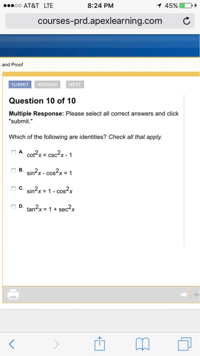 Solved 0O AT&T LTE 8:24 PM courses-prd.apexlearning.com C | Chegg.com