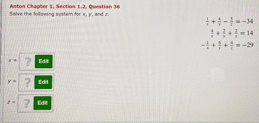 Solved Anton Chapter 1, Section 1.2, Question 36 Solve the | Chegg.com