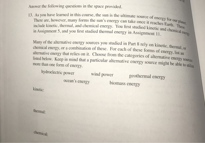 Solved Answer the following questions in the space provided. | Chegg.com