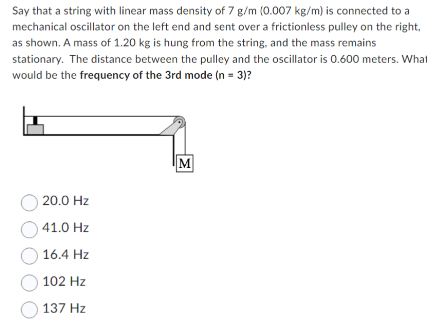 Solved Say that a string with linear mass density of \\( 7 | Chegg.com