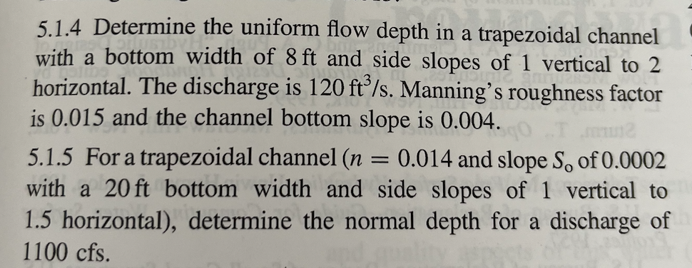Solved 5.1.4 ﻿Determine the uniform flow depth in a | Chegg.com