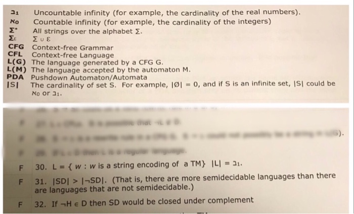 Solved 21 Uncountable infinity (for example, the cardinality | Chegg.com