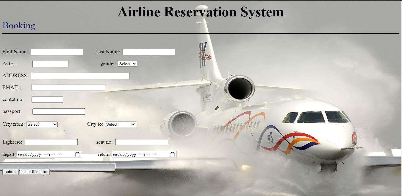 Solved create PHP form for AIR LINE RESERVATION | Chegg.com