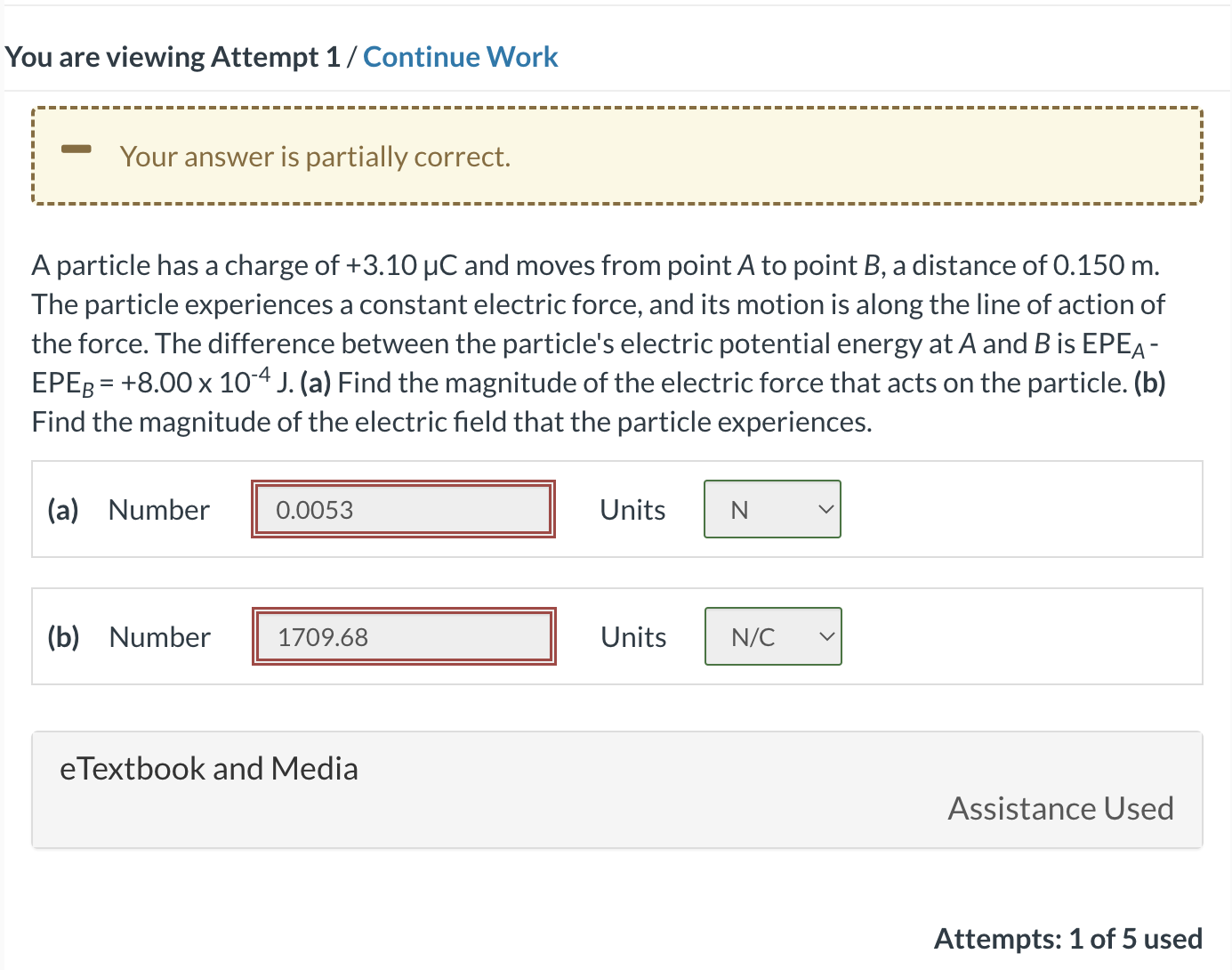 Solved You are viewing Attempt 1 / Continue Work A particle | Chegg.com