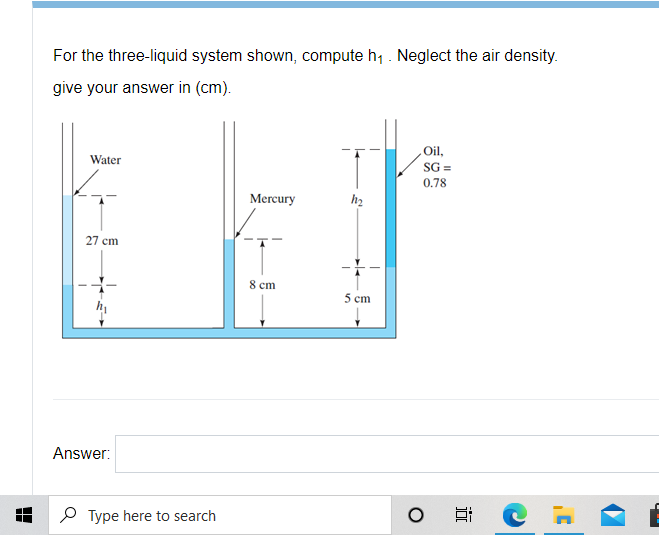 Solved For the three-liquid system shown, compute hq . | Chegg.com