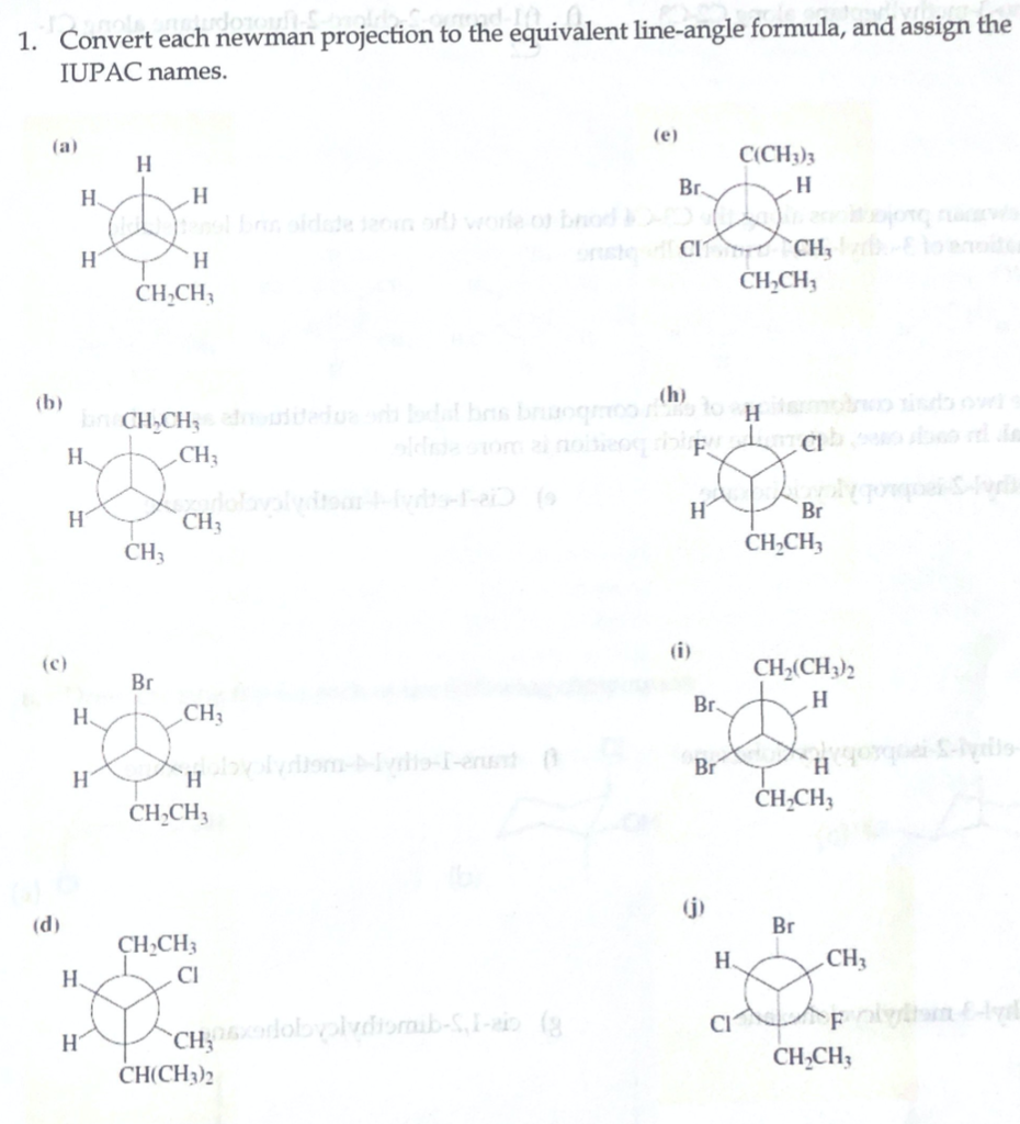 Solved 1. Convert each newman projection to the equivalent | Chegg.com