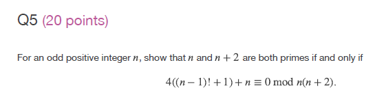 Solved Q5 20 points) For an odd positive integer n, show | Chegg.com