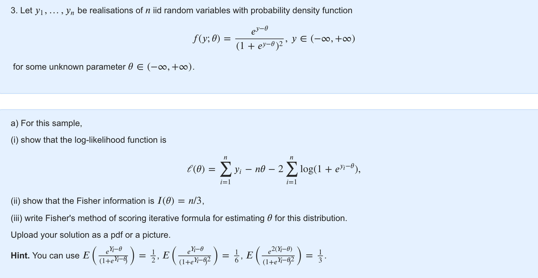 Solved Let y1,...,yn be realizations of n iid random samples | Chegg.com