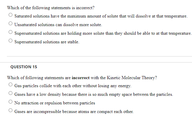 Solved Which of the following statements is incorrect? | Chegg.com