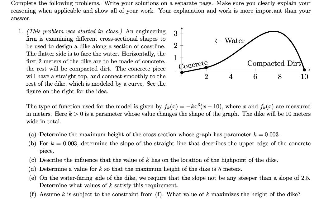Complete the following problems. Write your solutions | Chegg.com