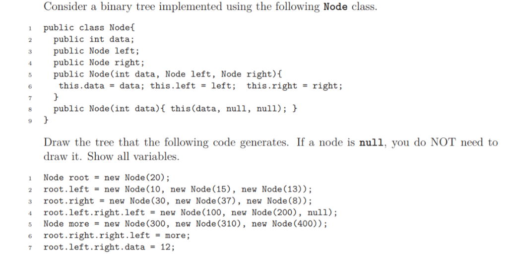 Solved Consider a binary tree implemented using the | Chegg.com