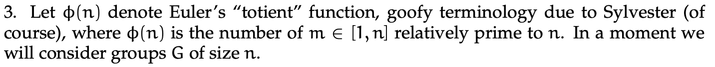 Solved 3. Let ϕ(n) denote Euler's "totient" function, goofy | Chegg.com