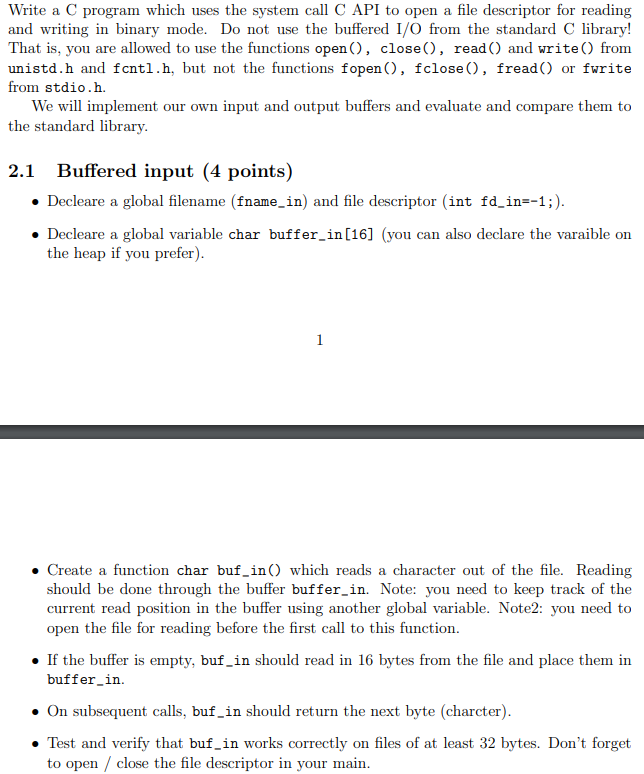 Solved Write a C program which uses the system call C API to | Chegg.com