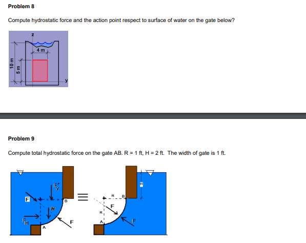 Solved Problem 8 Compute hydrostatic force and the action | Chegg.com