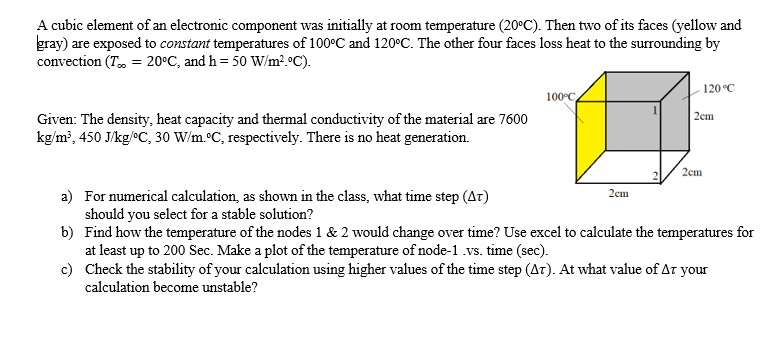 A cubic element of an electronic component was | Chegg.com