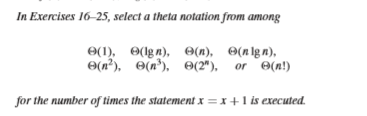 Solved In Exercises 16-25, select a theta notation from | Chegg.com