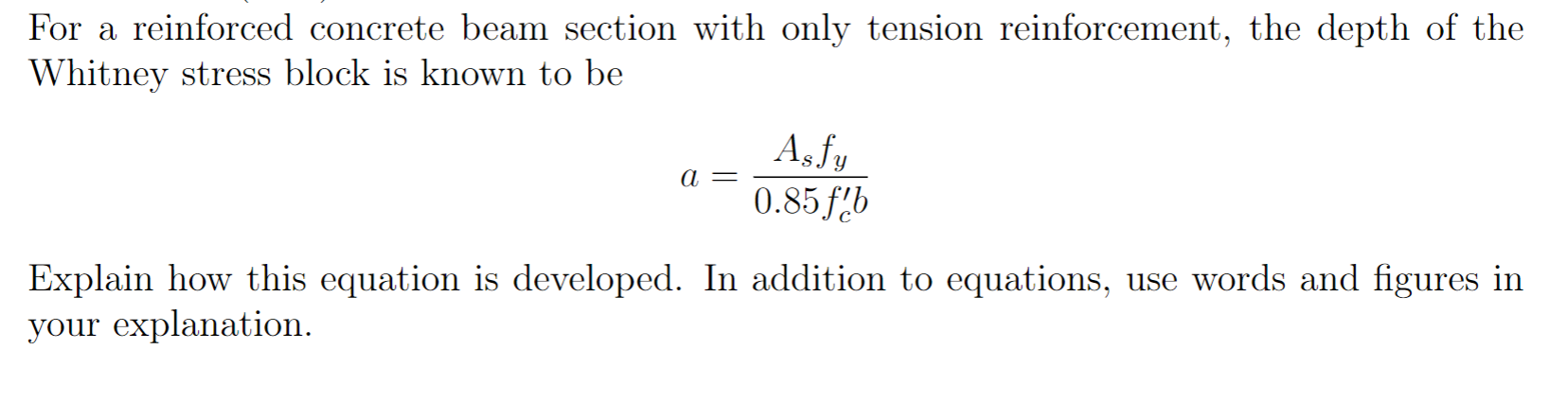 Solved For a reinforced concrete beam section with only | Chegg.com