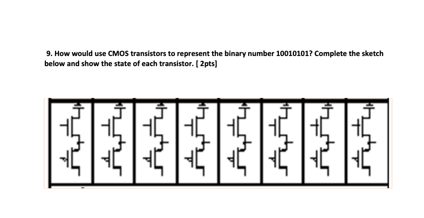 Solved 9. How would use CMOS transistors to represent the | Chegg.com