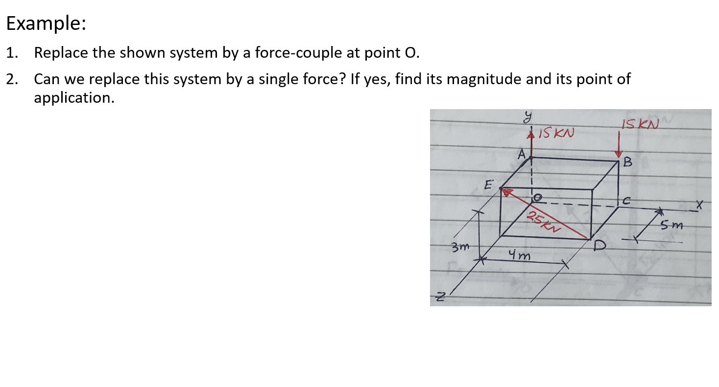 Example: Replace the shown system by a force-couple | Chegg.com
