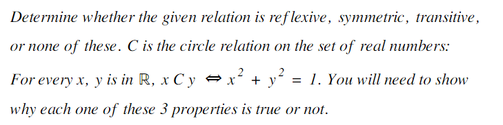 Solved Determine whether the given relation is reflexive, | Chegg.com