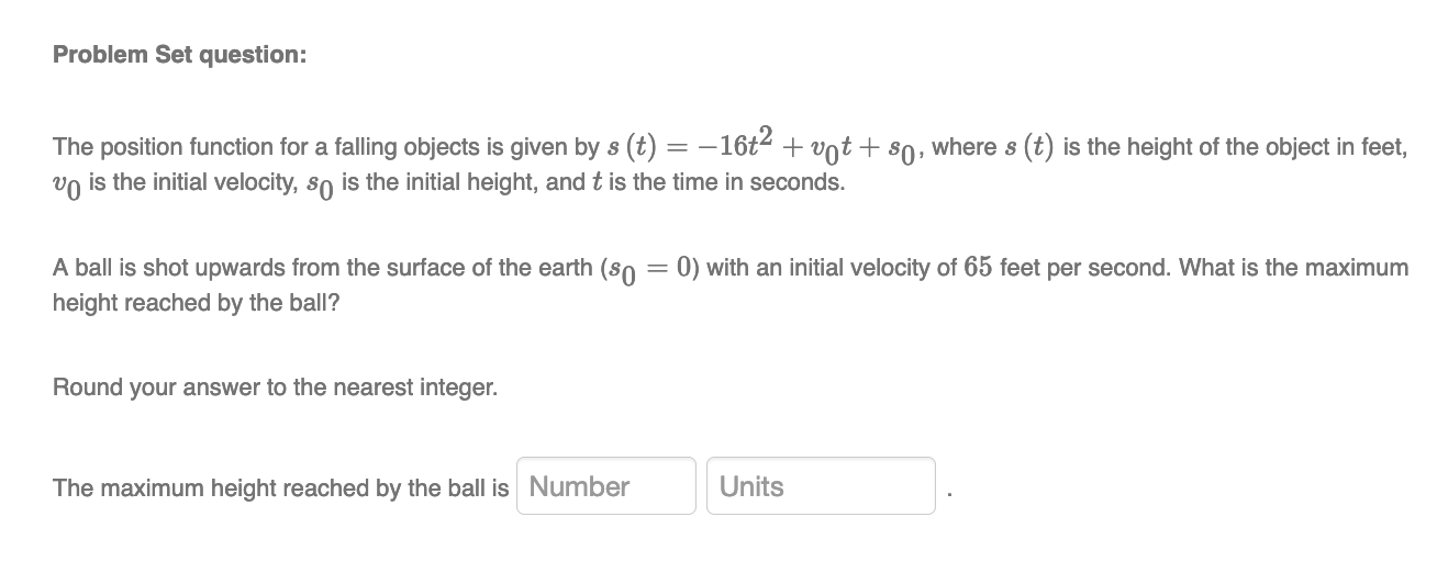 Solved Problem Set Question The Position Function For A