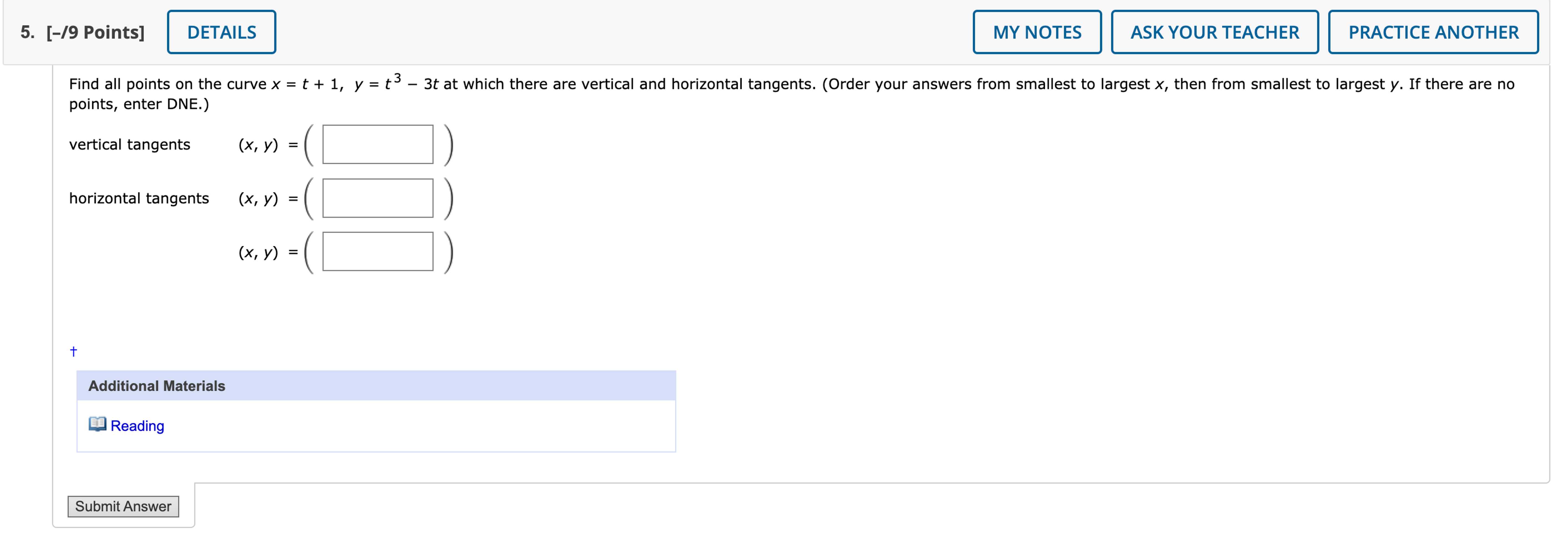 Solved Find all points on the curve x=t+1, ﻿y=t^3-3t at | Chegg.com