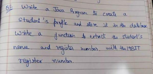 Solved 02 Write a a Java Program to create student's profle | Chegg.com