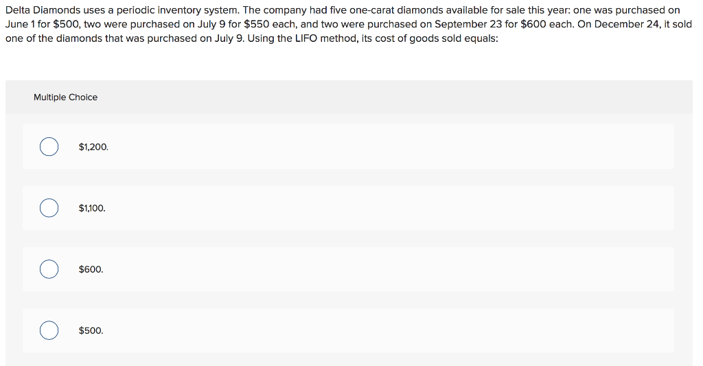 Solved Delta Diamonds uses a periodic inventory system. The | Chegg.com