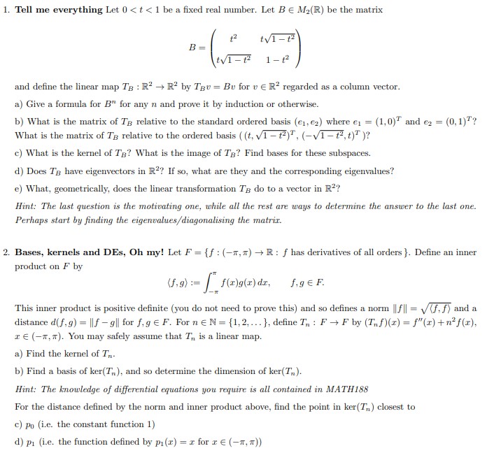 Solved 1. Tell me everything Let 0 | Chegg.com