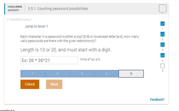 Solved CHALLENGE ACTIVITY 3.5.1: Counting password | Chegg.com