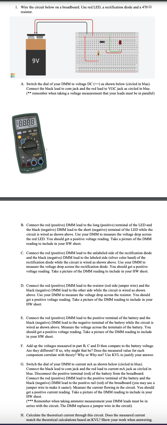 1. Wire the circuit below on a breadboard. Use red | Chegg.com