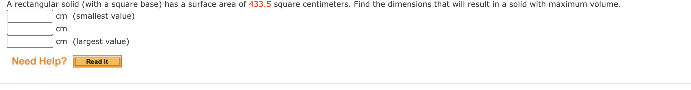 Solved A rectangular solid (with a square base) has a | Chegg.com