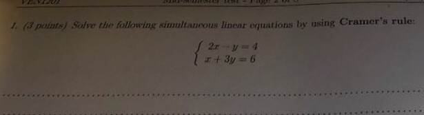 Solved poiuts) Solve the following simultancous linear | Chegg.com