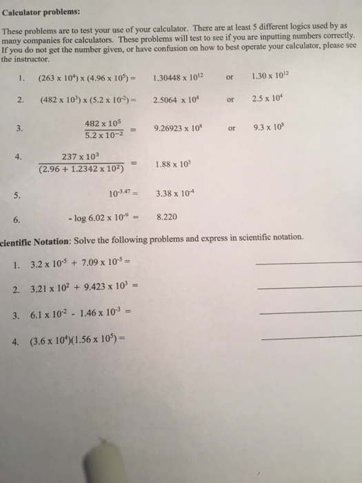 Solved Calculator problem: These problems are to test your | Chegg.com