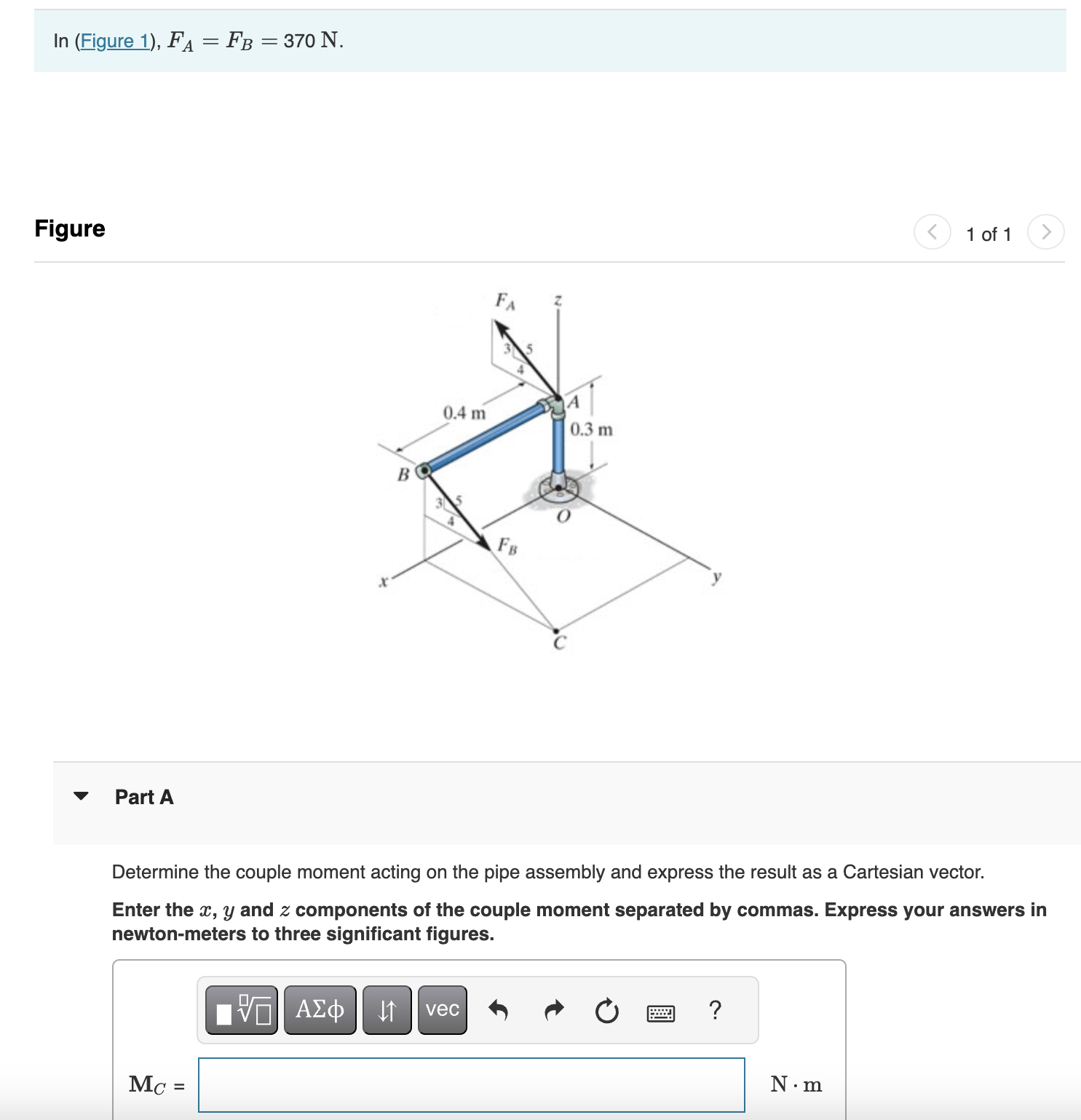 Solved In (Figure 1), FA=FB=370N.FigurePart ADetermine the | Chegg.com