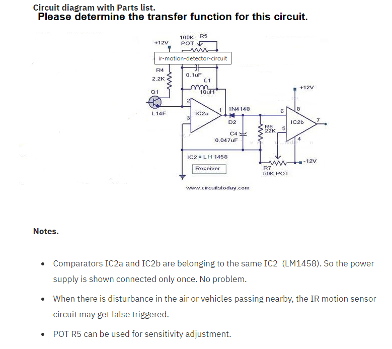 Circuit diagram with Parts list. Please determine the | Chegg.com