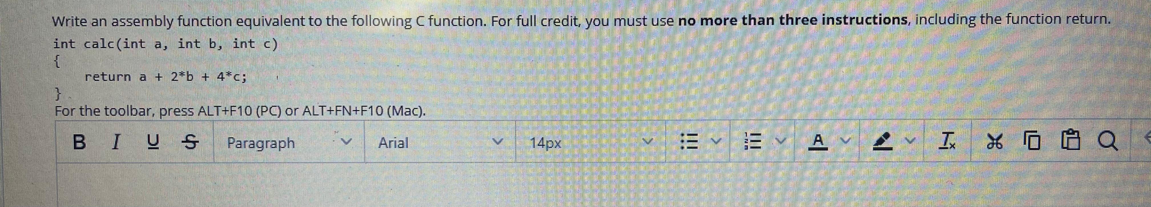 Solved Write an assembly function equivalent to the | Chegg.com