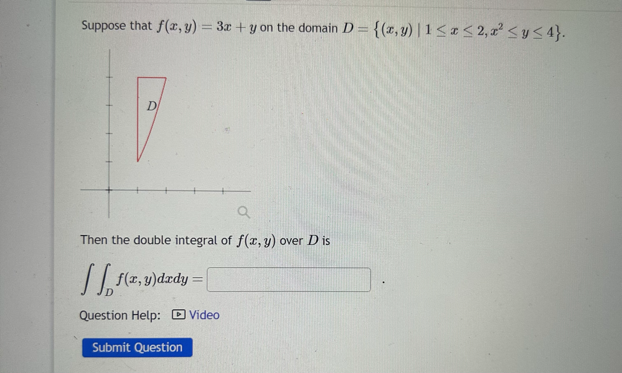 Solved Suppose that f(x,y)=3x+y on the domain | Chegg.com