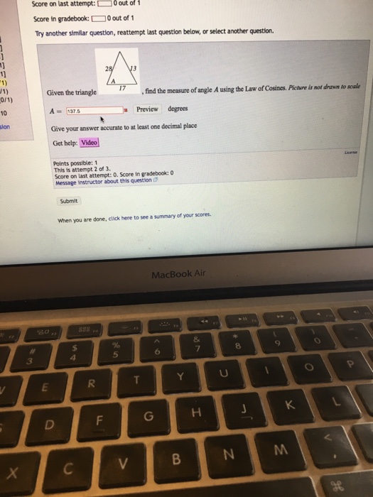 Solved Given the triangle,find the measure of angle A using | Chegg.com