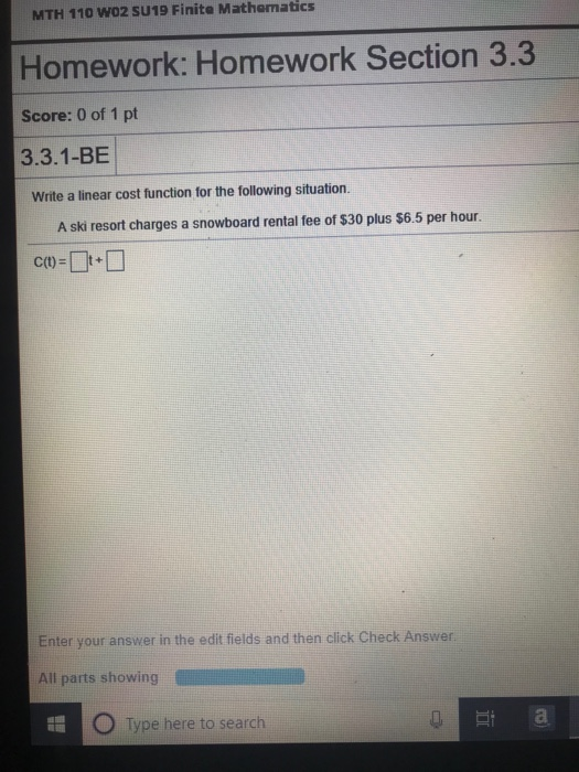 Solved MTH 110 W02 SU19 Finite Mathematics Homework: | Chegg.com