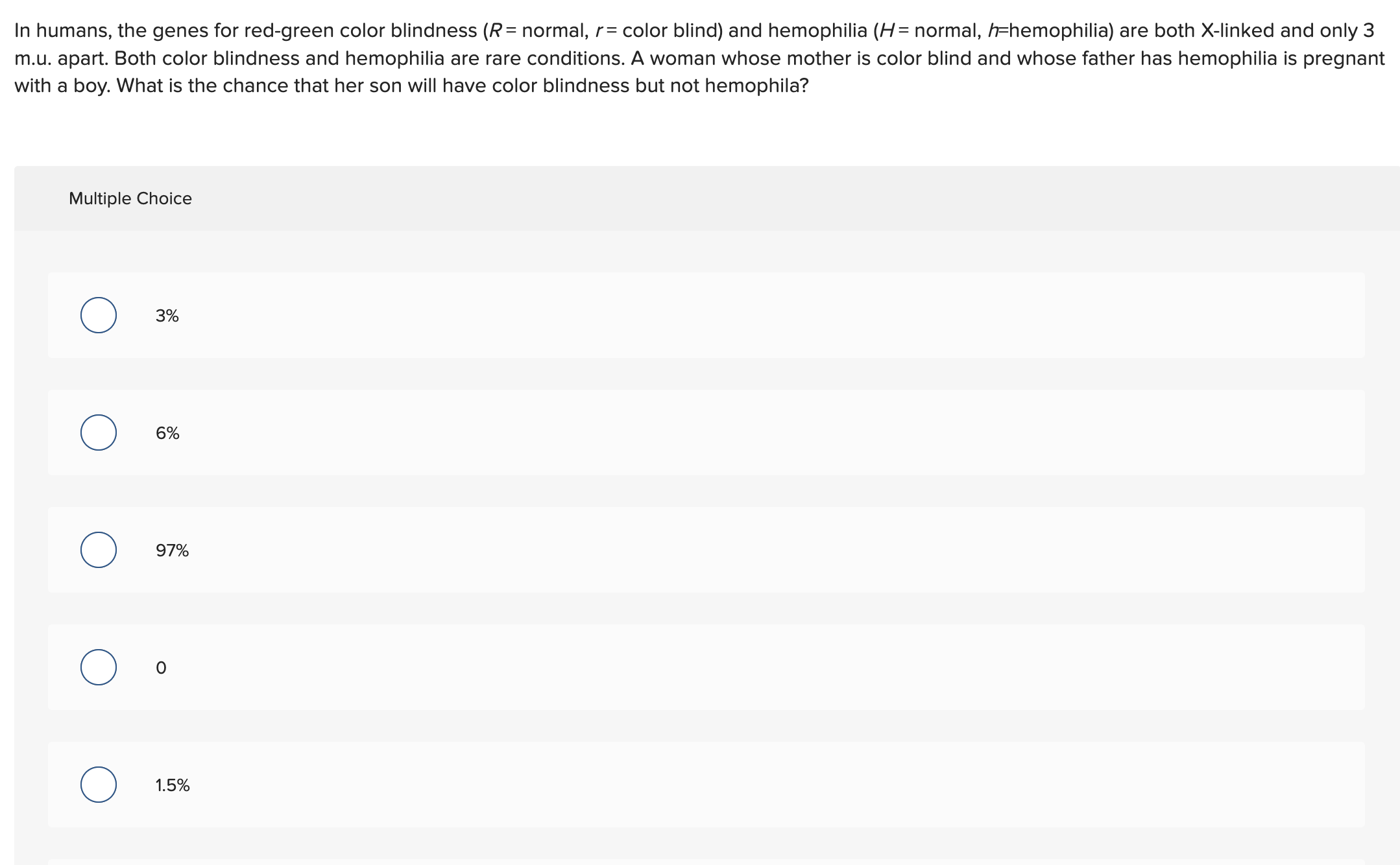 Solved In humans, the genes for red-green color blindness ( | Chegg.com