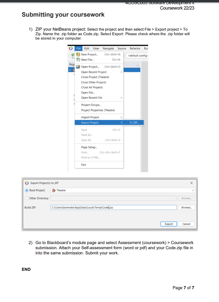 Solved 4COSC005 Software Development II Coursework 22/23 | Chegg.com