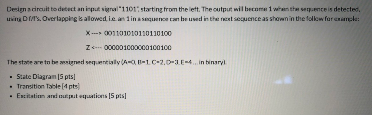 Solved Design a circuit to detect an input signal"1101", | Chegg.com