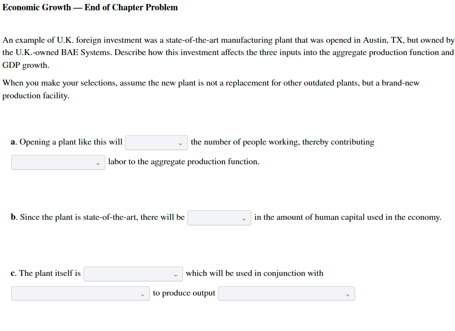 Solved Economic Growth — ﻿End of Chapter ProblemYou've | Chegg.com