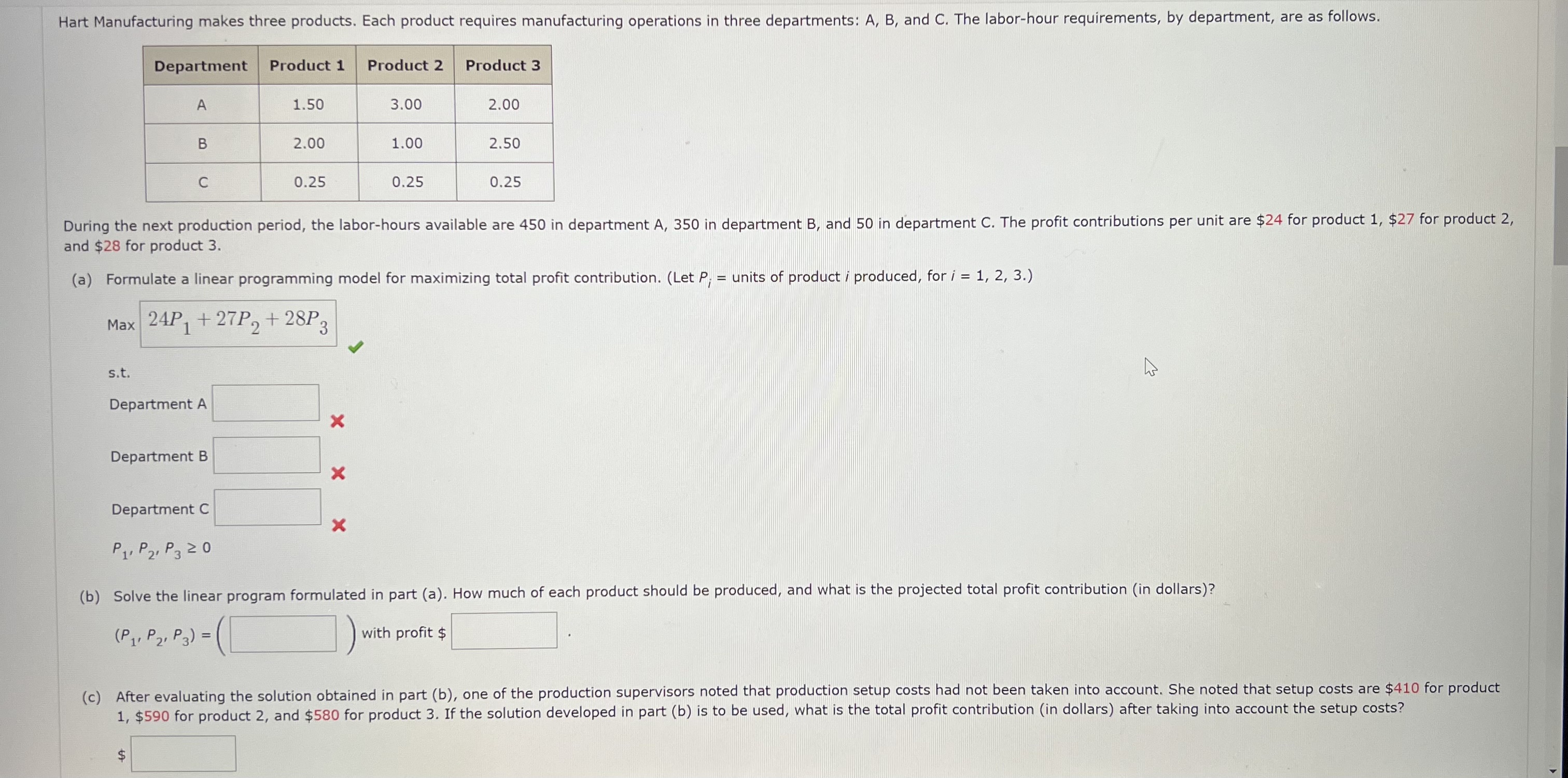 Solved and $28 for product 3. (a) Formulate a linear | Chegg.com